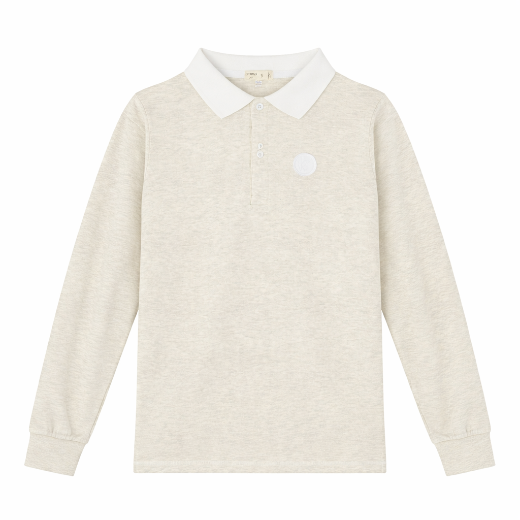 polo l/s heathered with logo - white – Lily and Todd