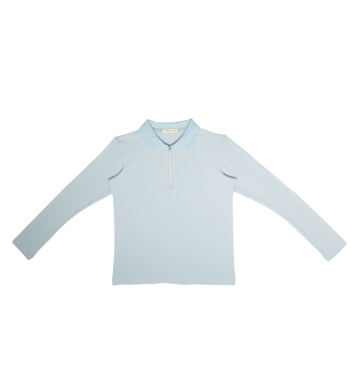 polo l/s ribbed half zip - blue – Lily and Todd