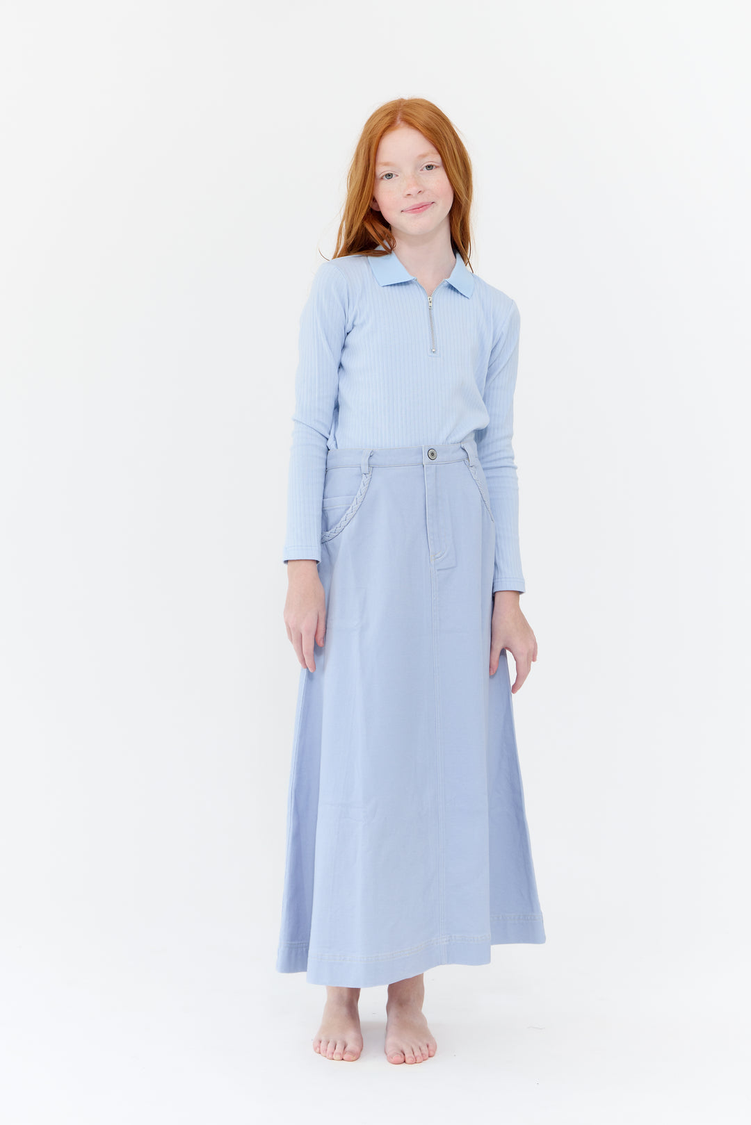 polo l/s ribbed half zip - blue – Lily and Todd