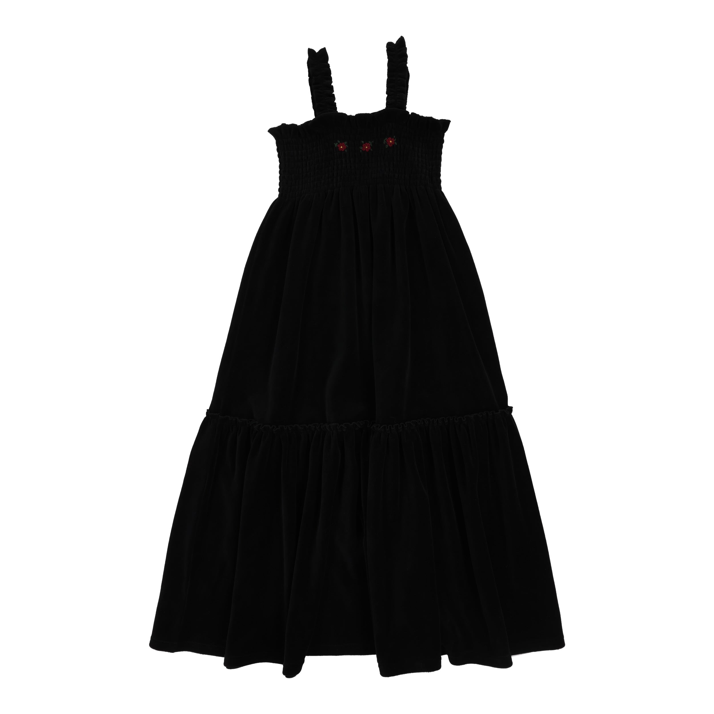 maxi dress velour smocked with embroidery - black – Lily and Todd