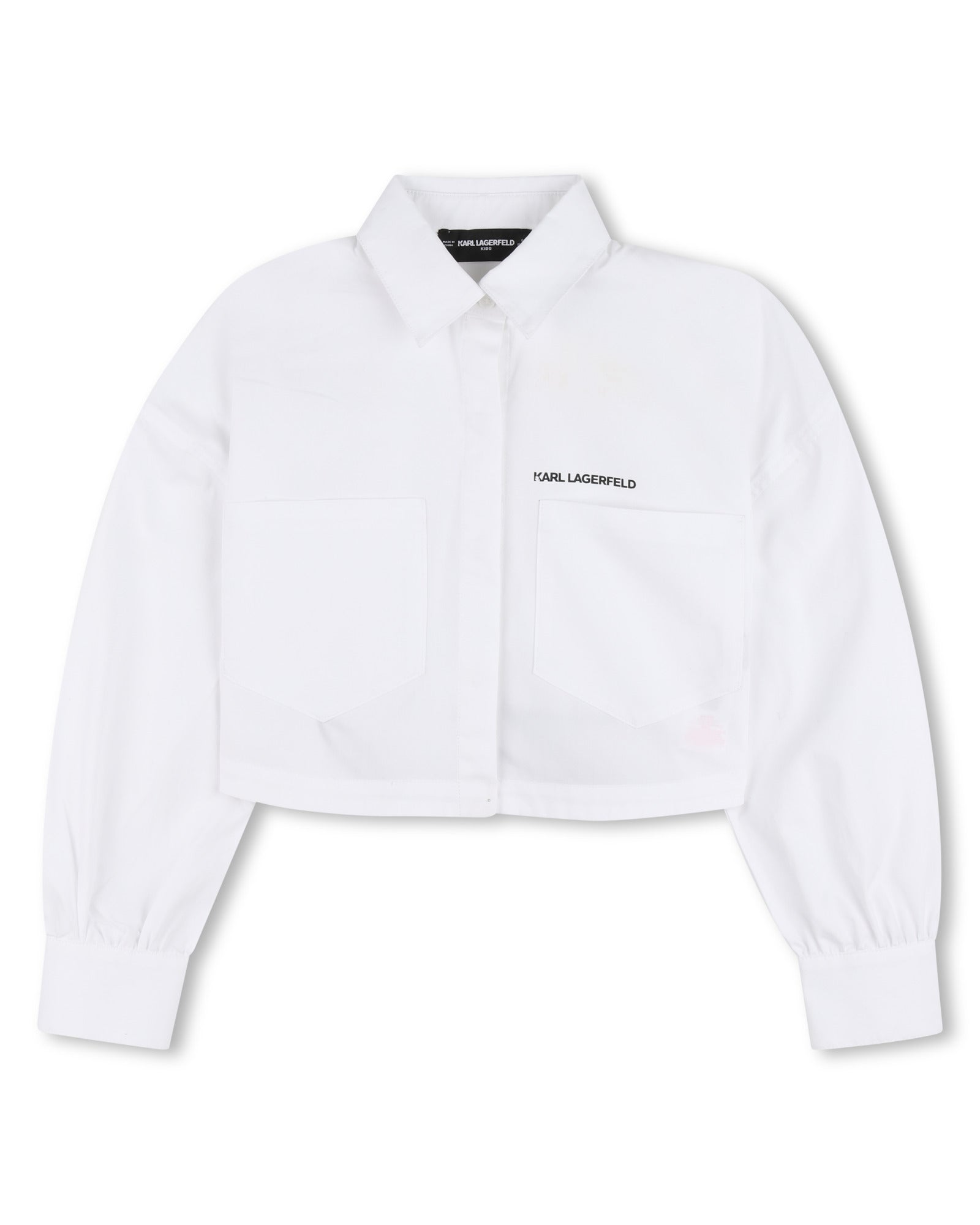 shirt l/s cropped logo blouse - white-10p – Lily and Todd