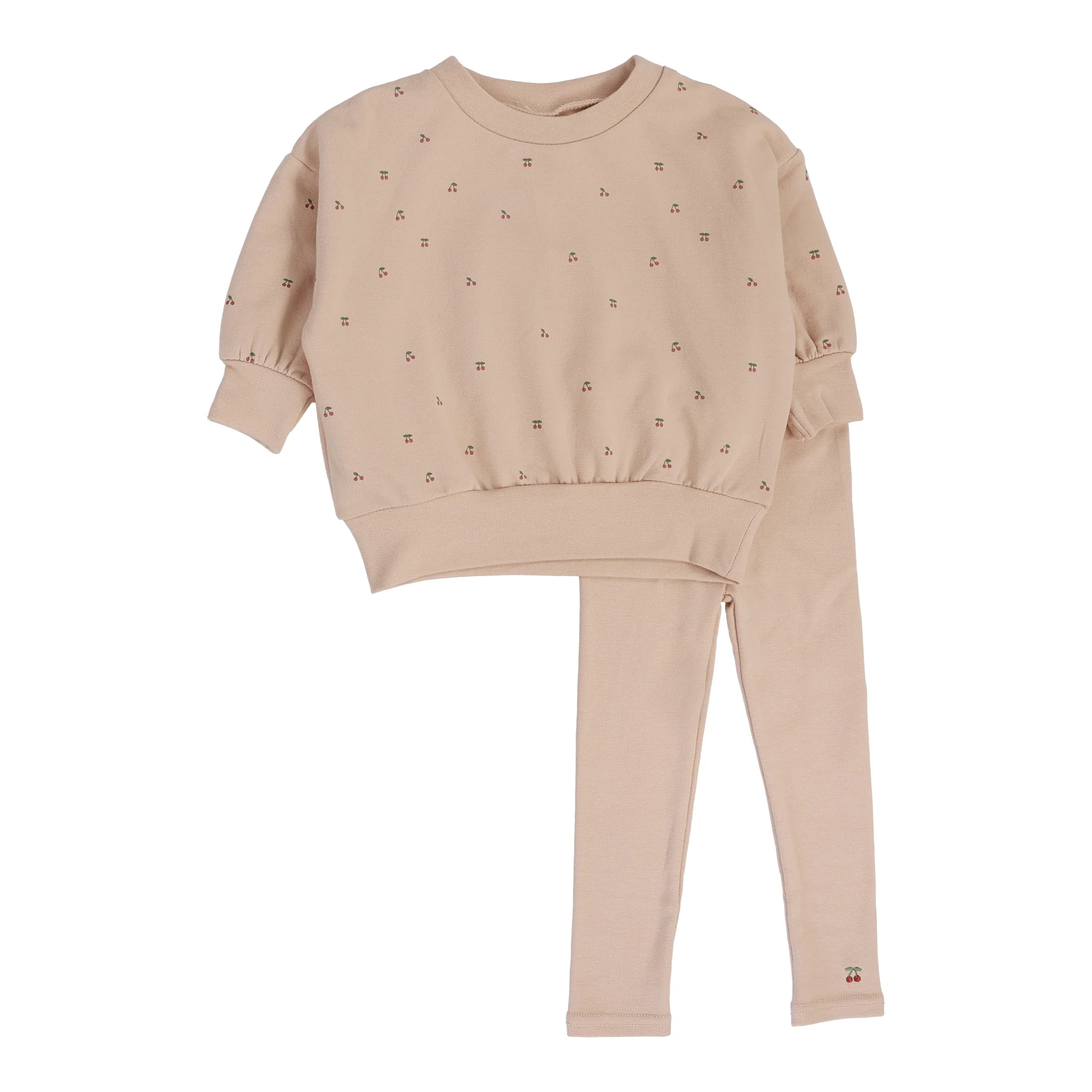 set outfit cherry print sweat top and pants - dusty pink – Lily and Todd