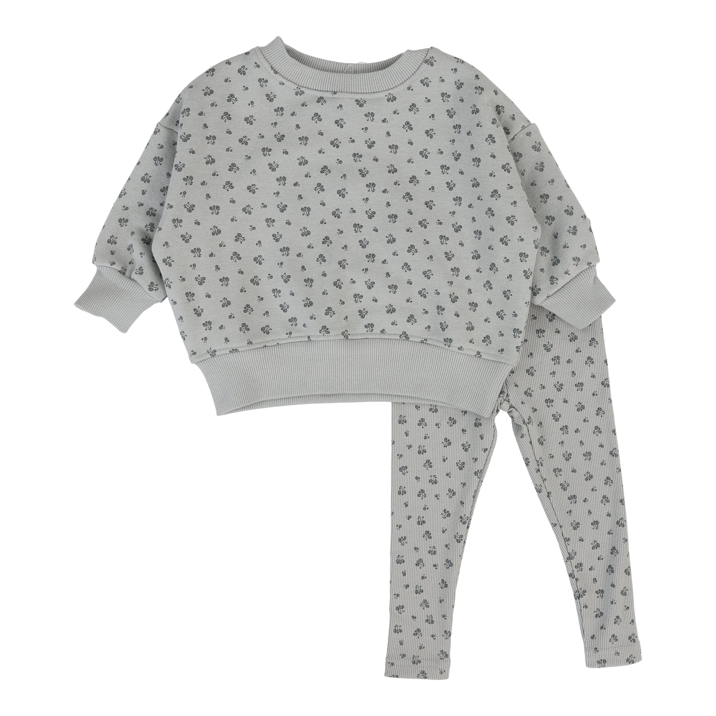 set outfit bud print sweat top and pants - light blue – Lily and Todd