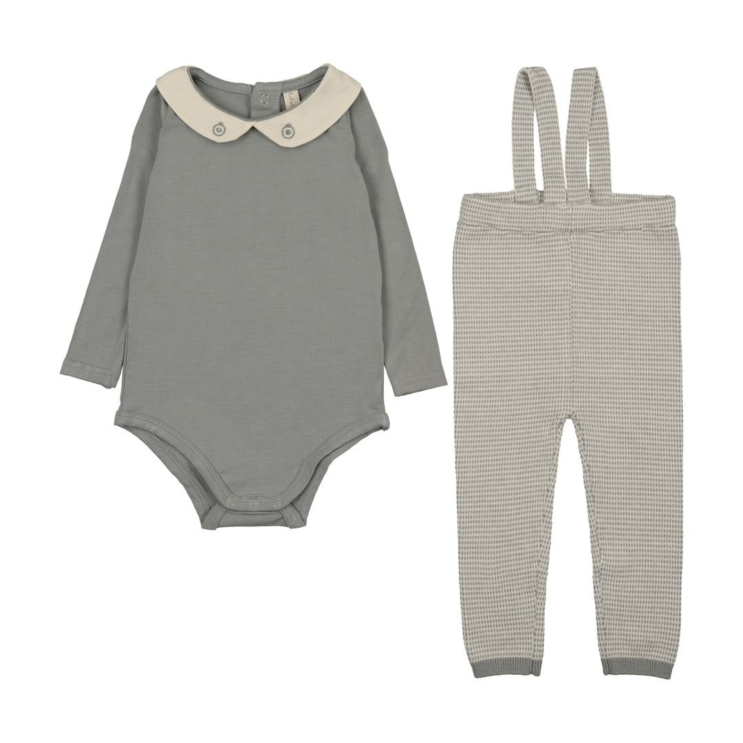 set outfit onesie l/s and two tone knit suspender leggings - light blu ...